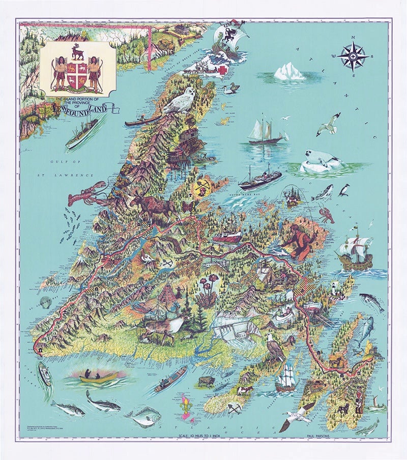 Paul Parsons Pictorial Map of NFLD – Side Shop